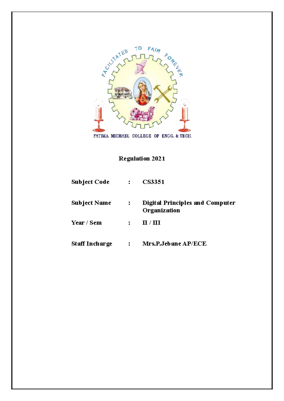 CS3351 Digital Principles & Computer Organization Lab Manual - Studocu