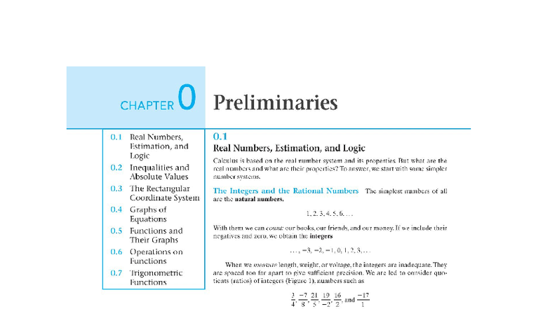 CHAPTER 0: Preliminaries on Real Numbers and Estimation - SDS - Studocu