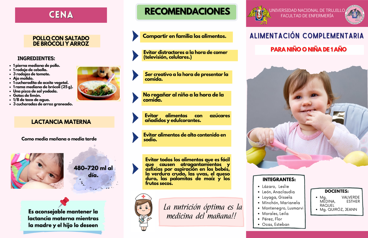 Triptico DE Alimentación Niños DE 1 AÑO - ALIMENTACIÓN COMPLEMENTARIAALIMENTACIÓN COMPLEMENTARIA ...