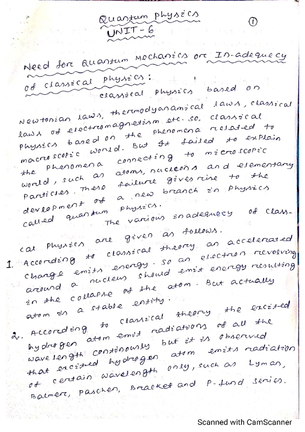 Quantum Mechanics 1: Unit 6 - Need for Quantum Mechanics - Studocu