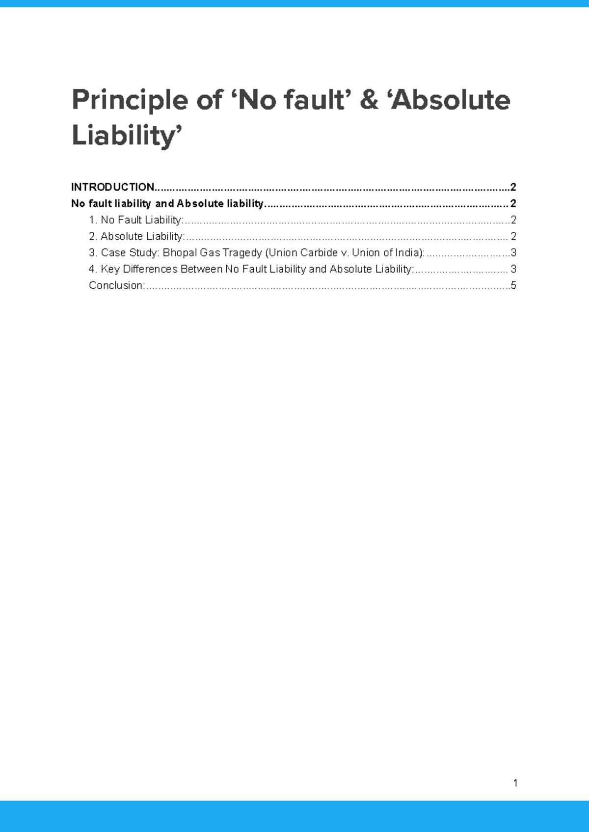 Principles of No Fault & Absolute Liability: A Study on Legal Framework ...