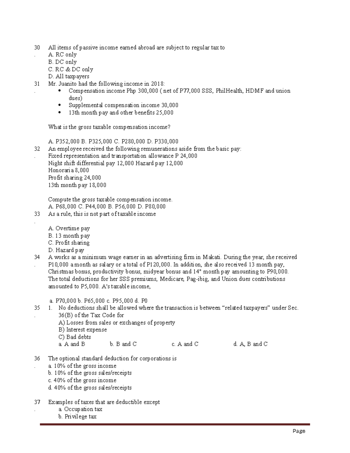 Special Final Income Tax Review Notes (Part 2) - Taxation 101 - Studocu