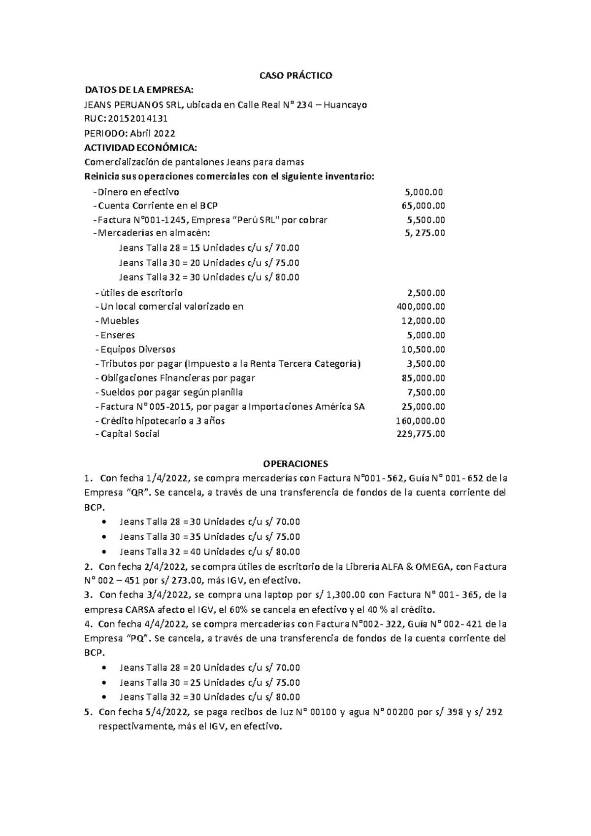 CASO Práctico - S15 - dddddddddd - CASO PRÁCTICO DATOS DE LA EMPRESA ...