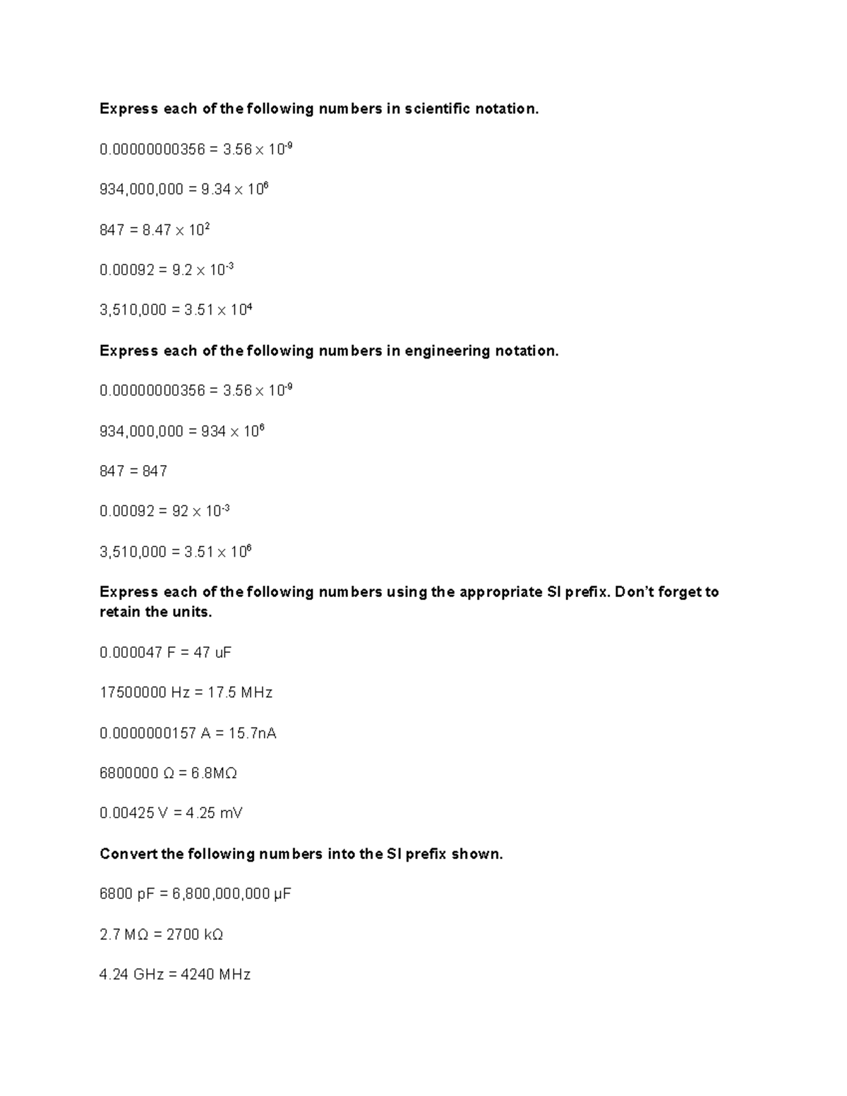 Scientific and Engineering Notation Review and Practice - Studocu