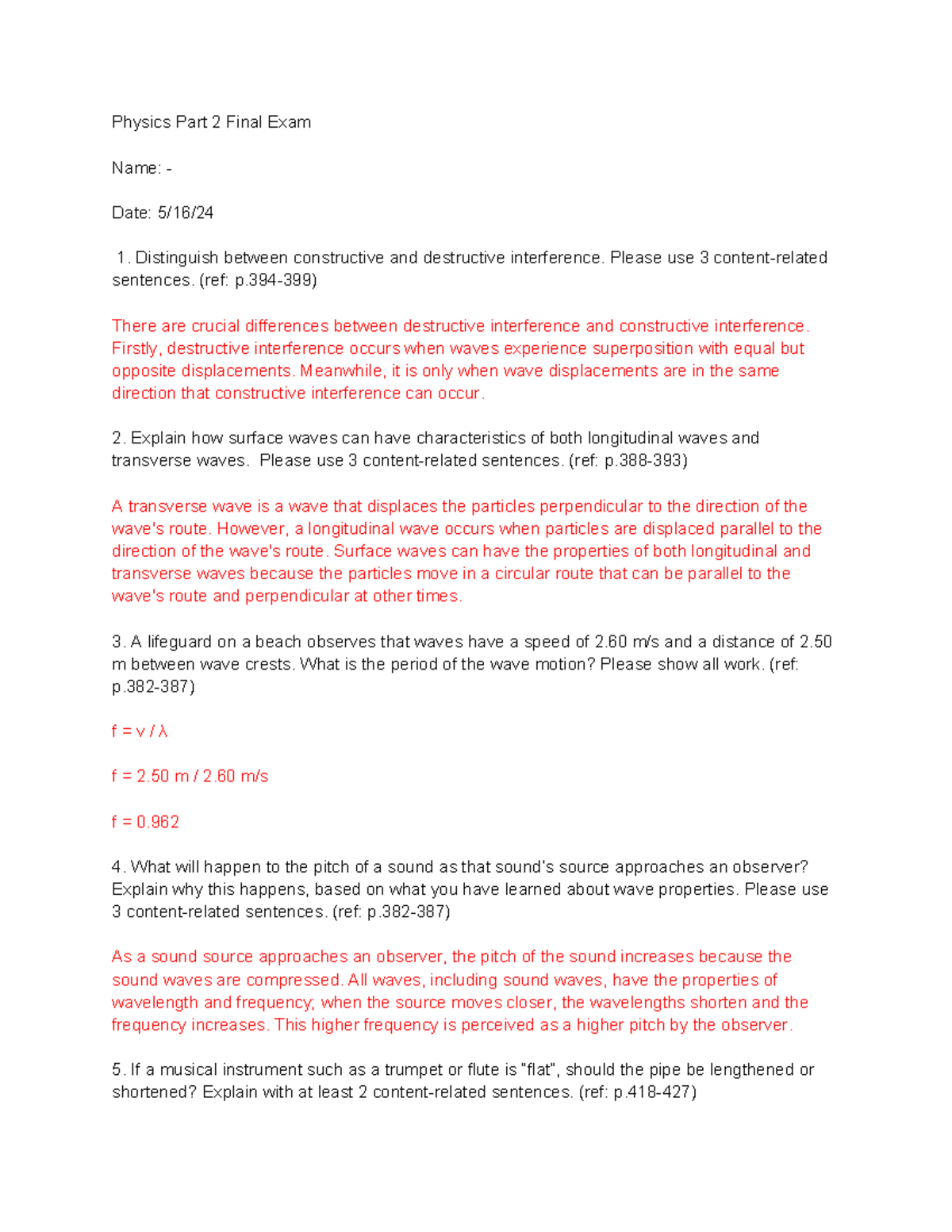 Physics Part 2 Final Exam Notes and Practice Questions - Studocu