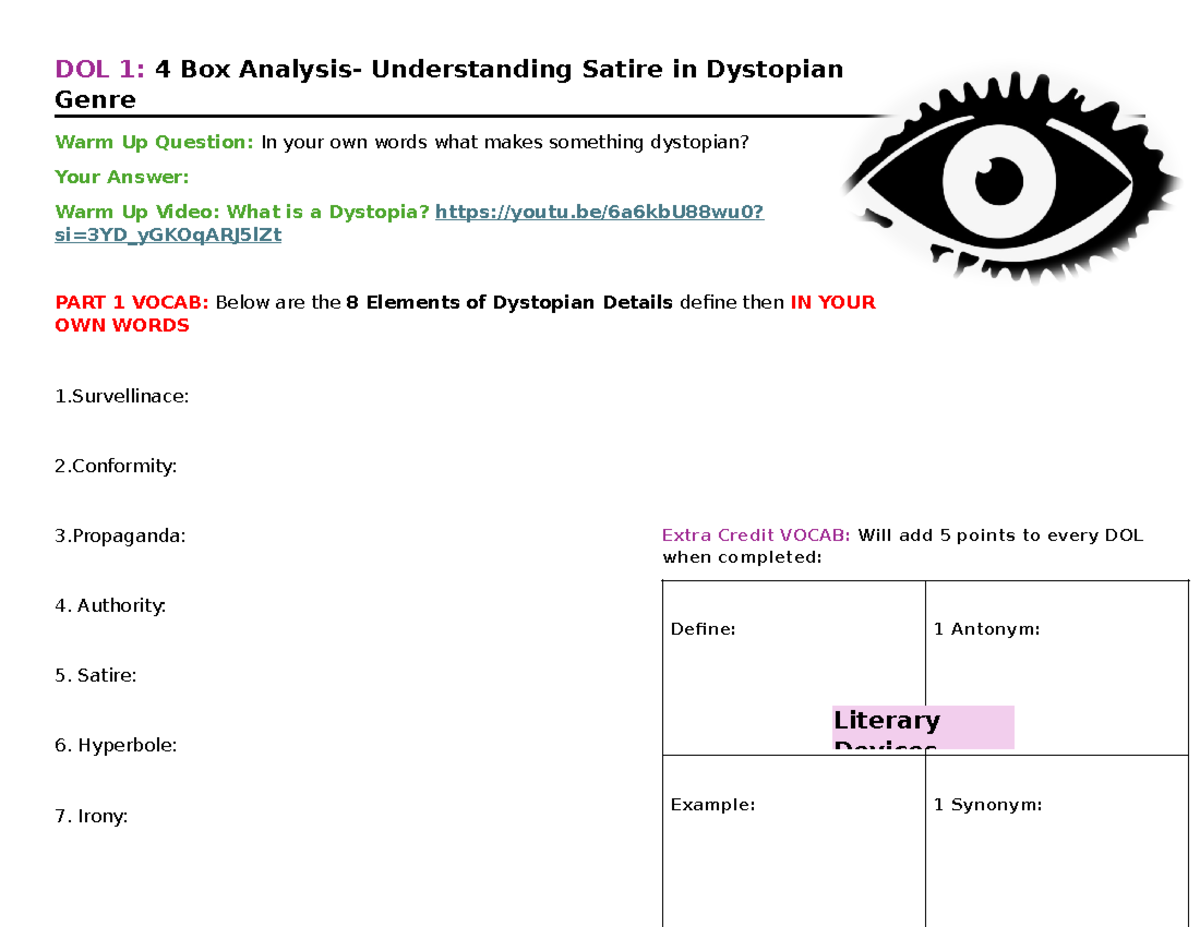 DOL 1 4 BOX Analysis - sdfsd - DOL 1: 4 Box Analysis- Understanding ...