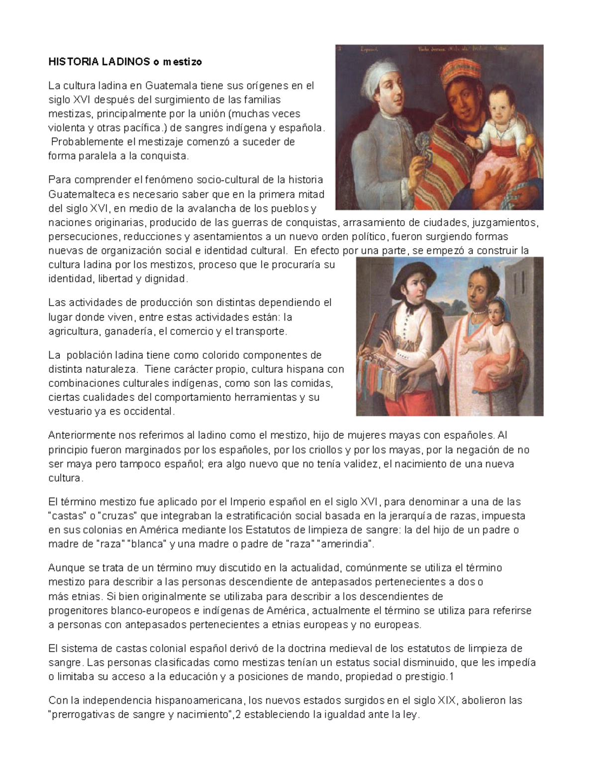 Historia de los Ladinos y Mestizos en Guatemala: Cultura y Orígenes ...