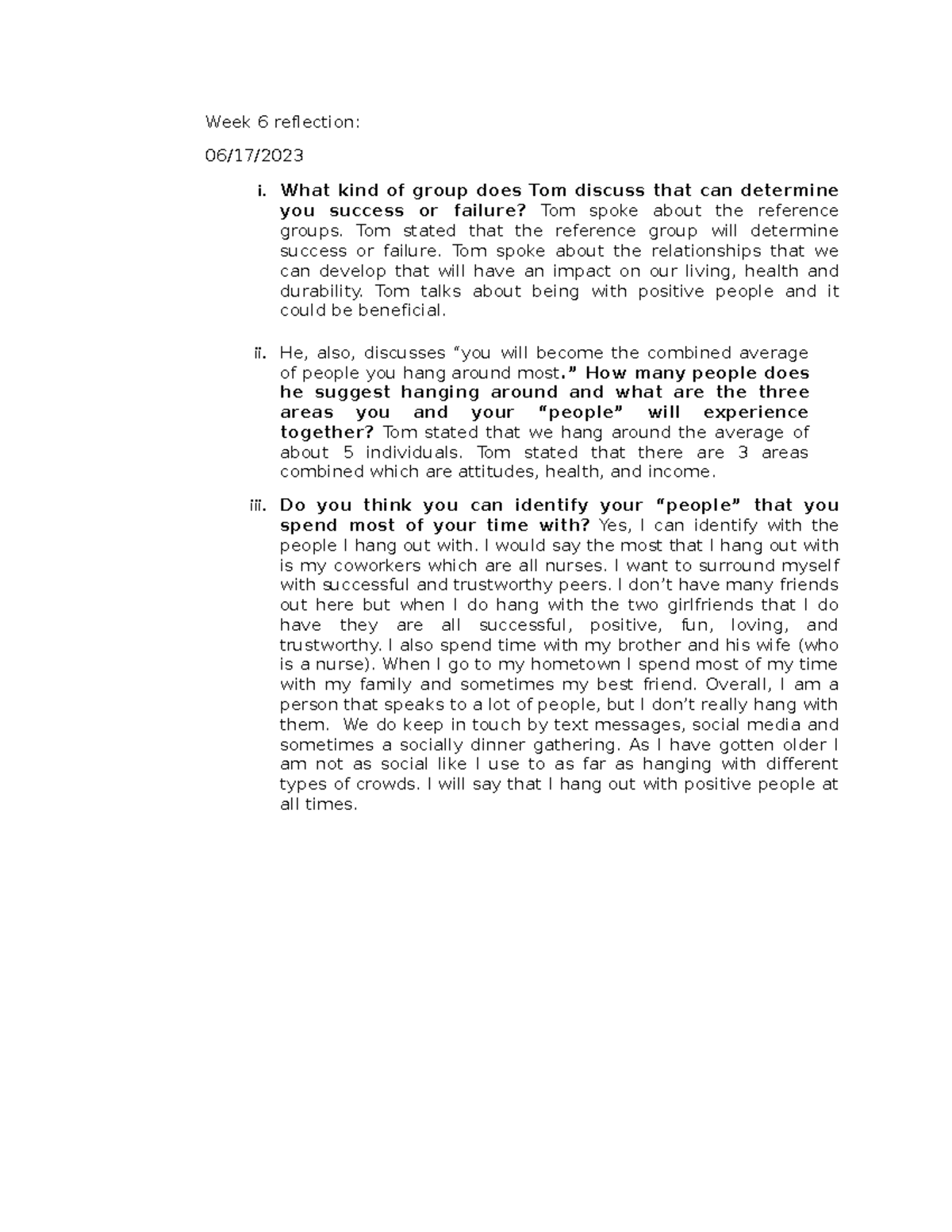 Week 6 Reflection on Mindfulness: Group Influences on Success - Studocu