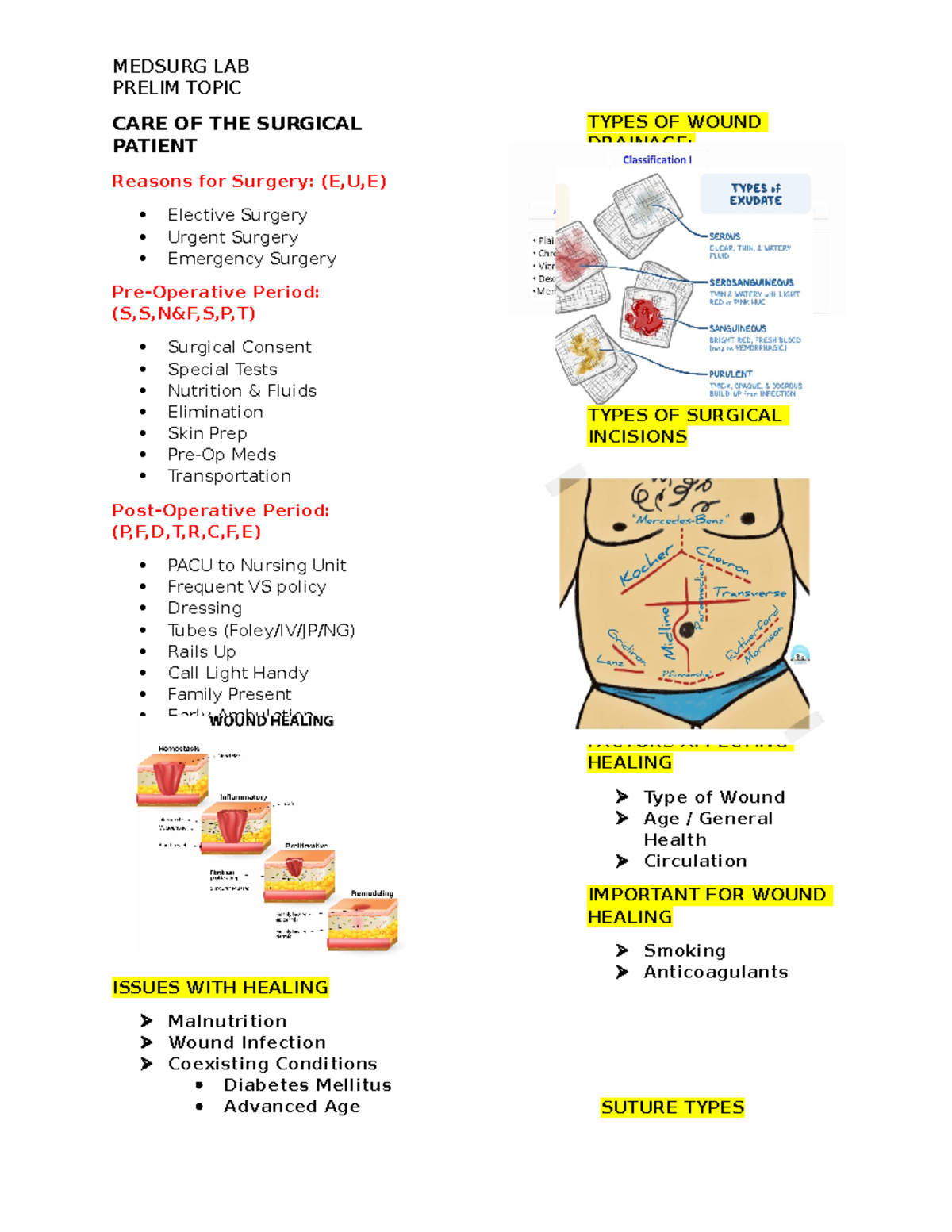 Medsurg-RLE- Reviewer - PRELIM TOPIC CARE OF THE SURGICAL PATIENT ...
