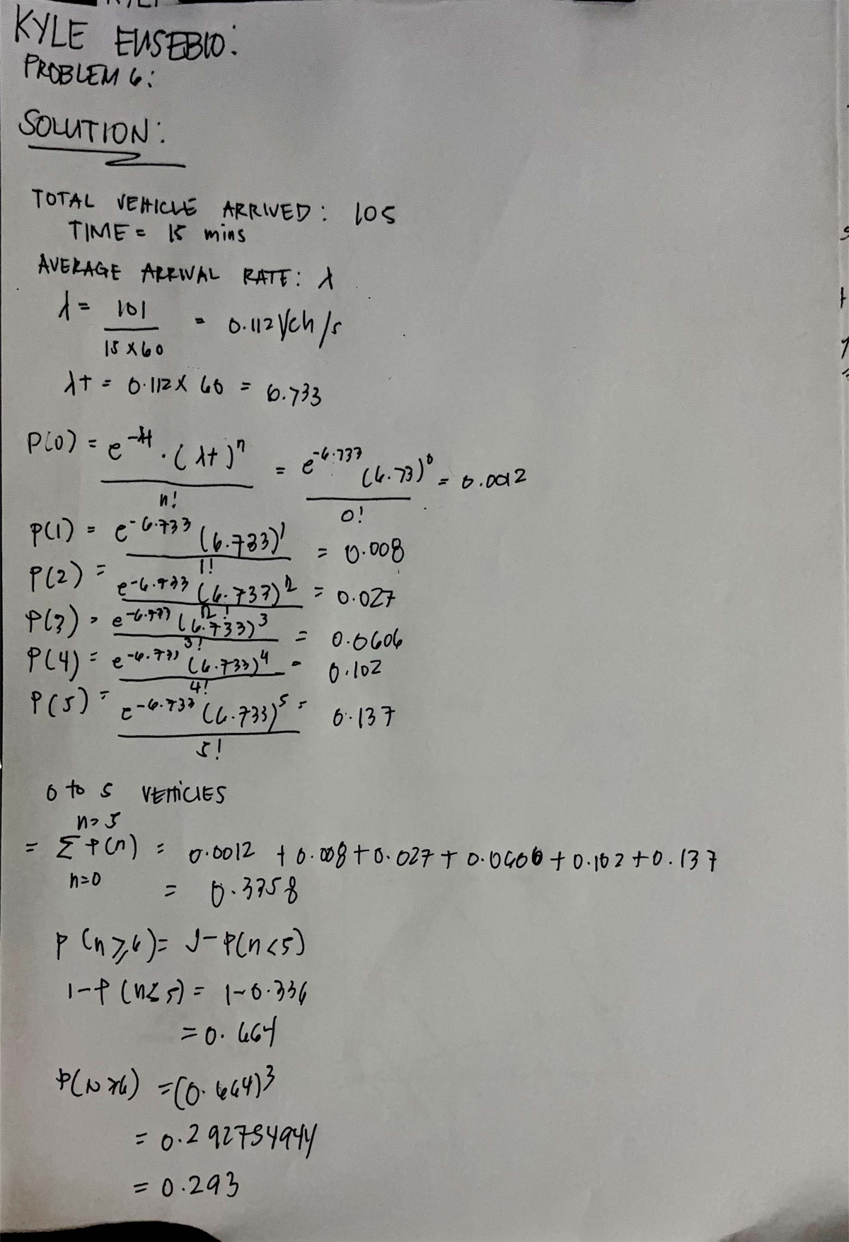 Transportation Engineering (ENGR 101): Problem 6 Solution Analysis ...