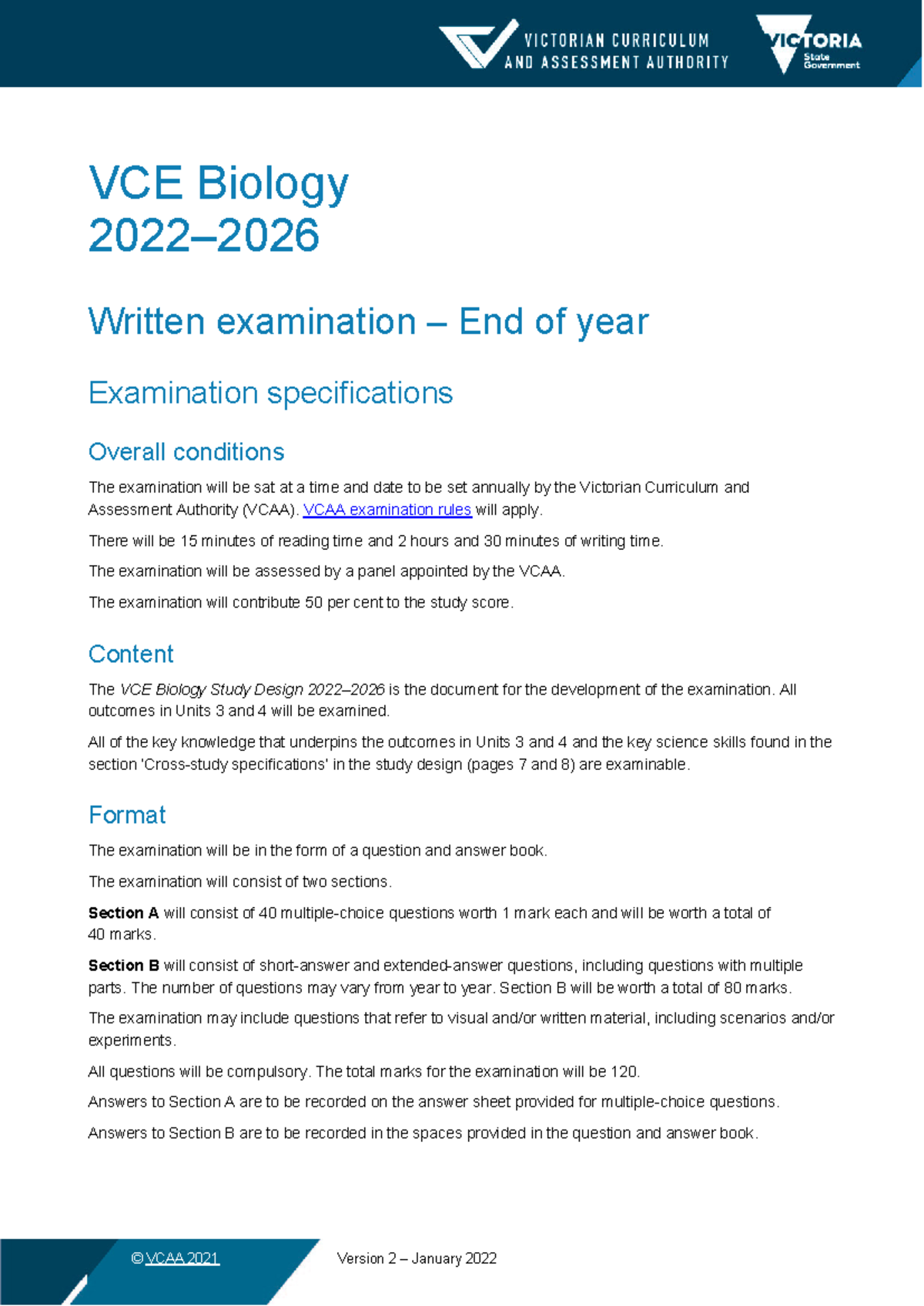 Biology-specs-w - vce examiners report - © VCAA 2021 Version 2 ...