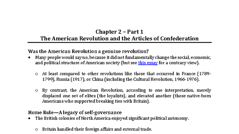 "History 101: Key Events in the American Revolution & Articles of ...