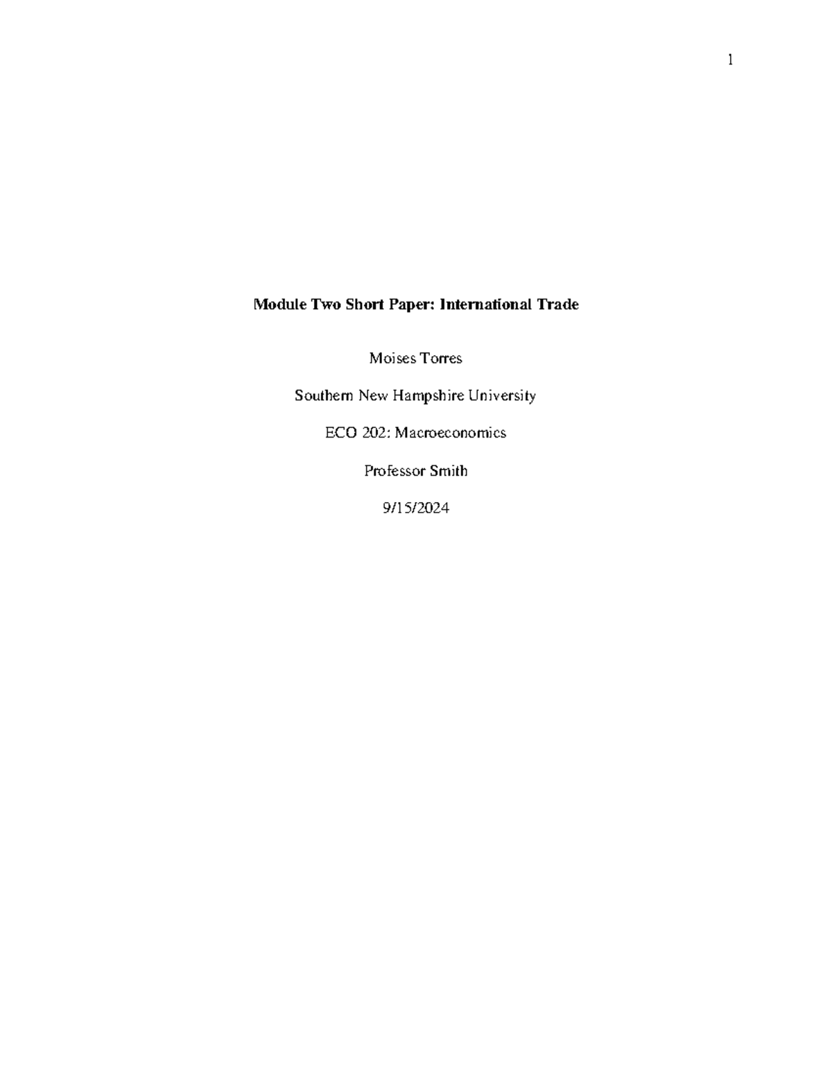 ECO 202 Module Two Short Paper: International Trade Analysis - Studocu