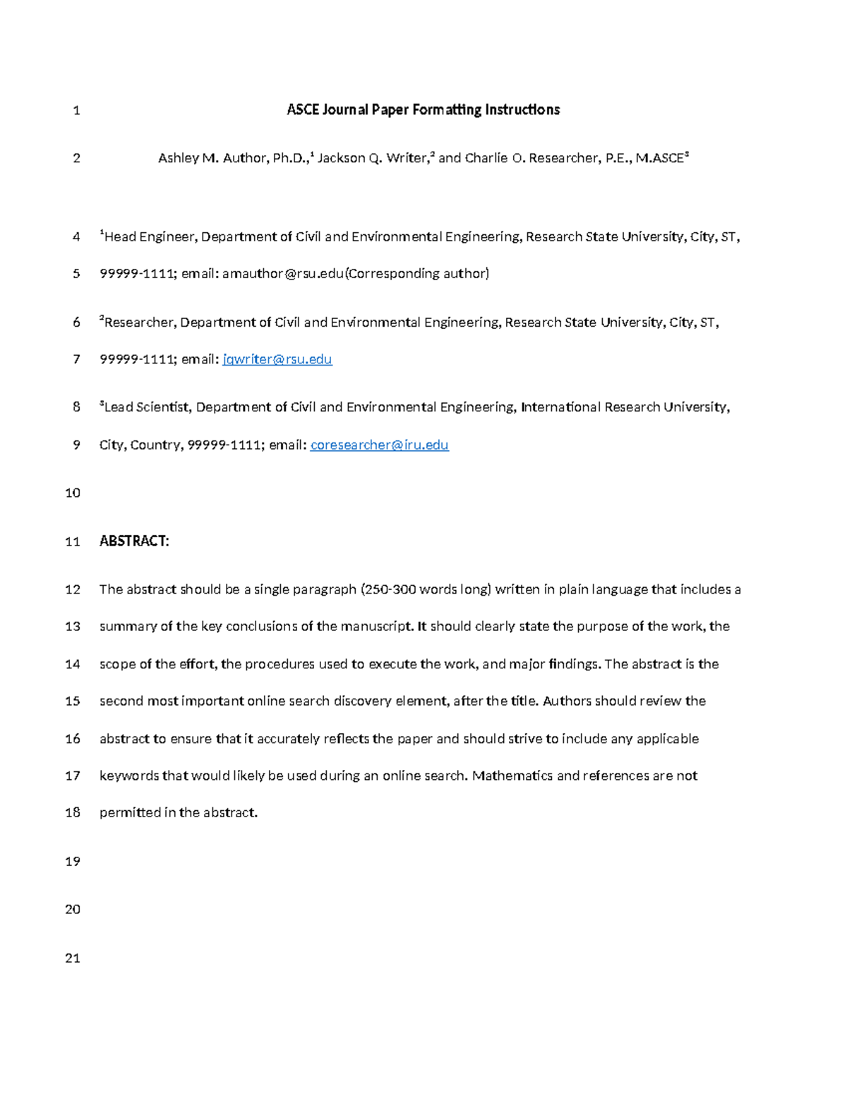 ASCE Journal Paper Formatting Guidelines and Instructions - Studocu
