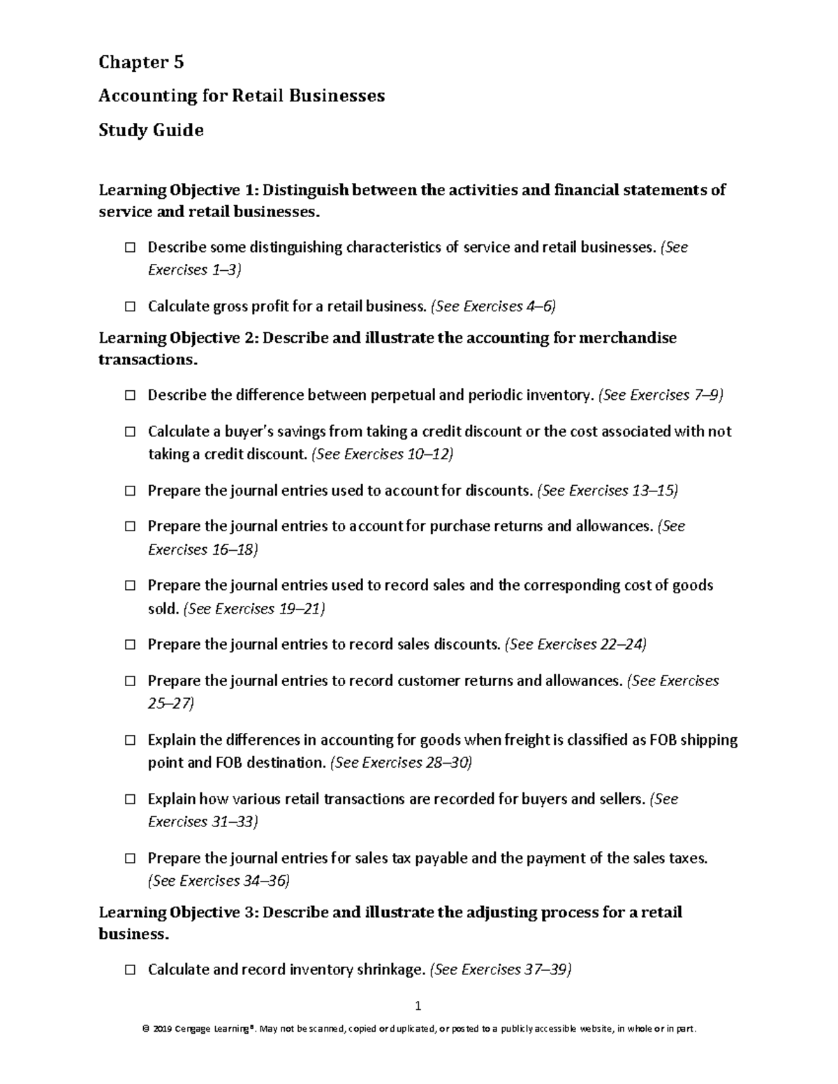 Study Guide for Accounting of Retail Businesses (Ch 05) - Studocu