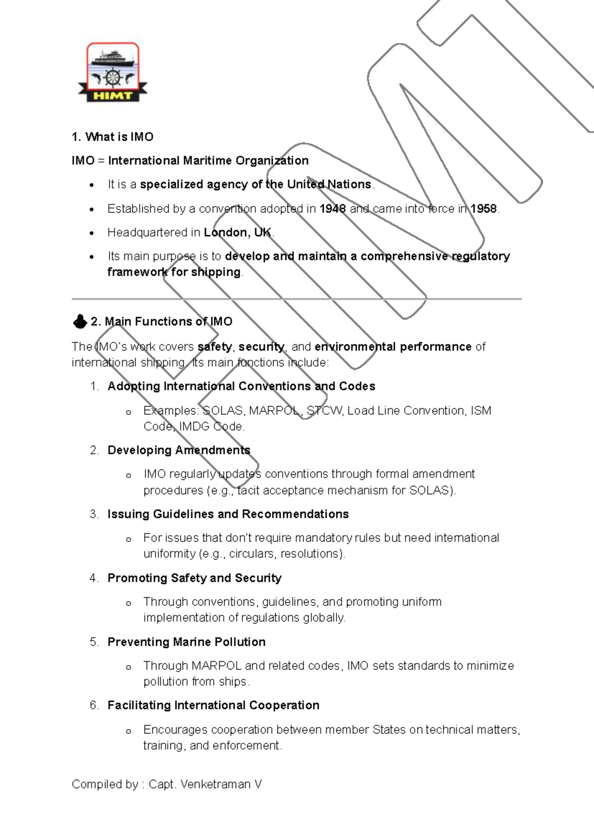 IMO Regulations: SOLAS, STCW, and ISPS Overview - Studocu