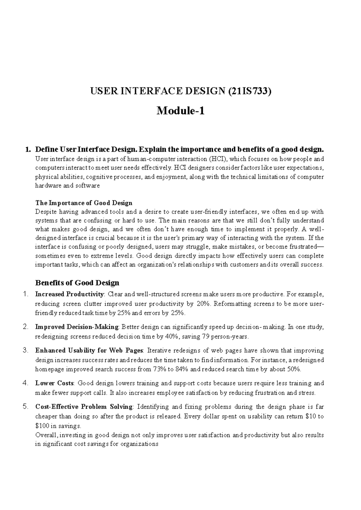 USER INTERFACE DESIGN (21IS733) - Importance, Concepts & Principles ...