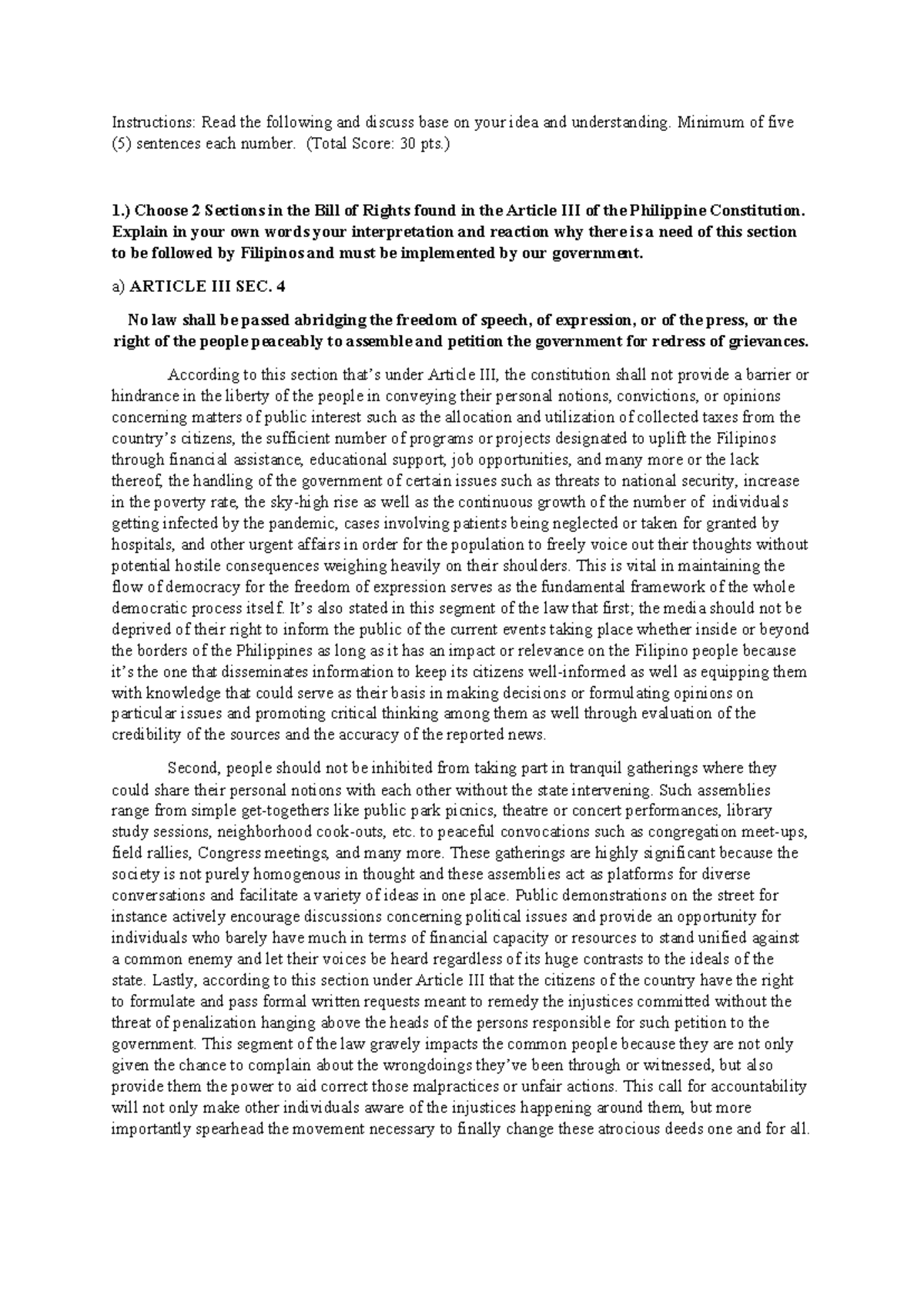 Citizenship Training: Understanding the Bill of Rights in the PH ...