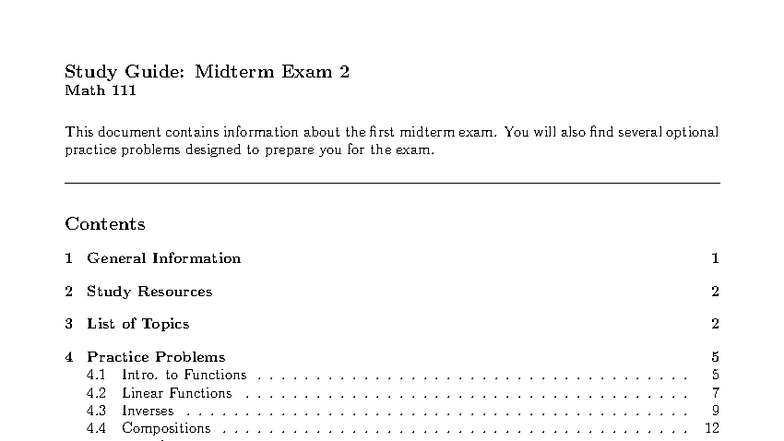 Midterm 2 Study Guide: Math Exam Preparation - Studocu