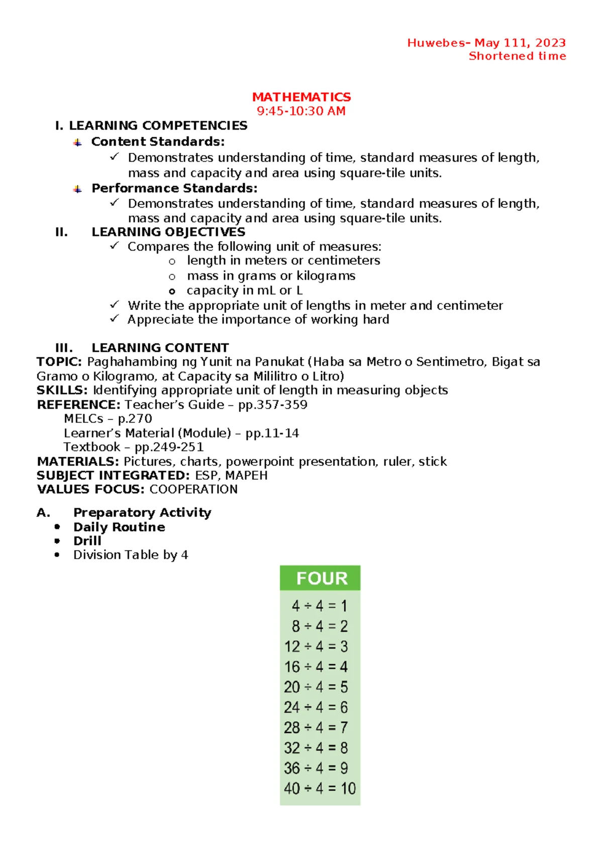 AP2-Q4-W2-day3 - lesson plan - ARALING PANLIPUNAN 2 8:20-9: I. Layunin ...