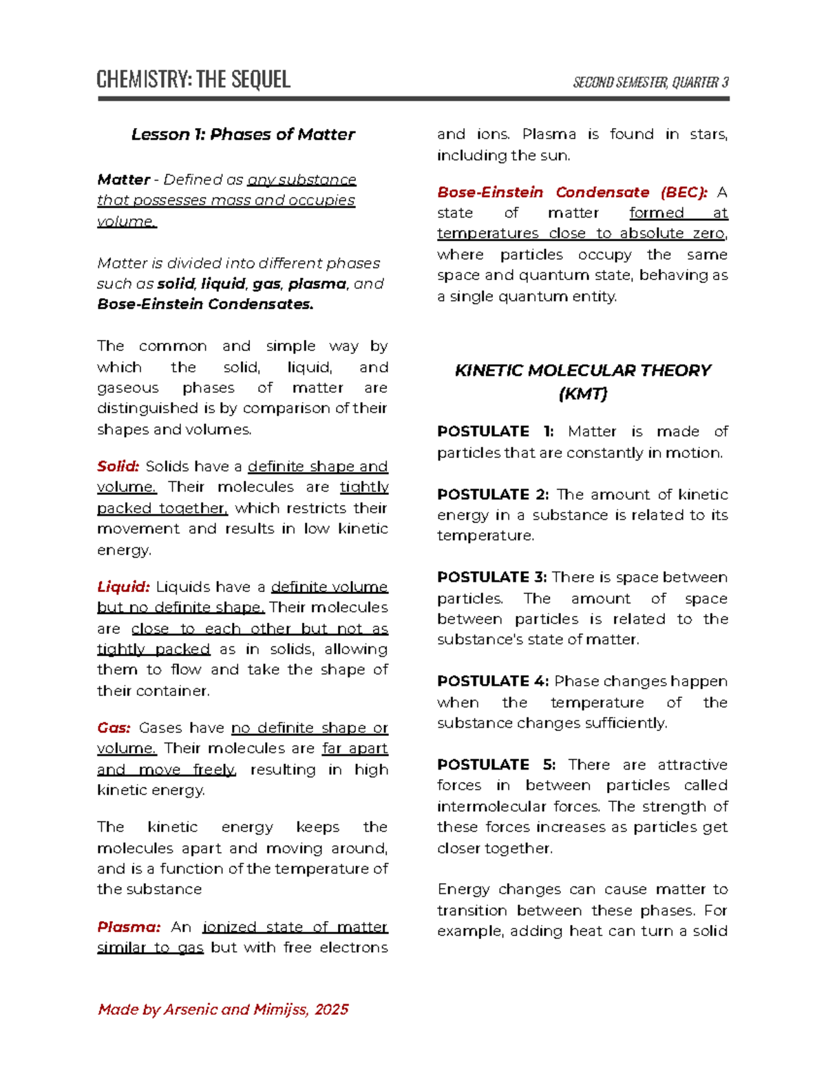 CHEM 2: Lesson 1 - Phases of Matter and Intermolecular Forces - Studocu
