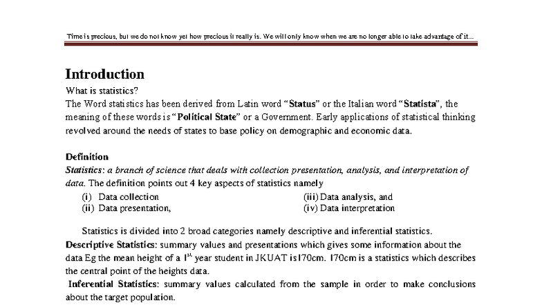 Intro to Statistics: Understanding Data Collection & Analysis - Studocu