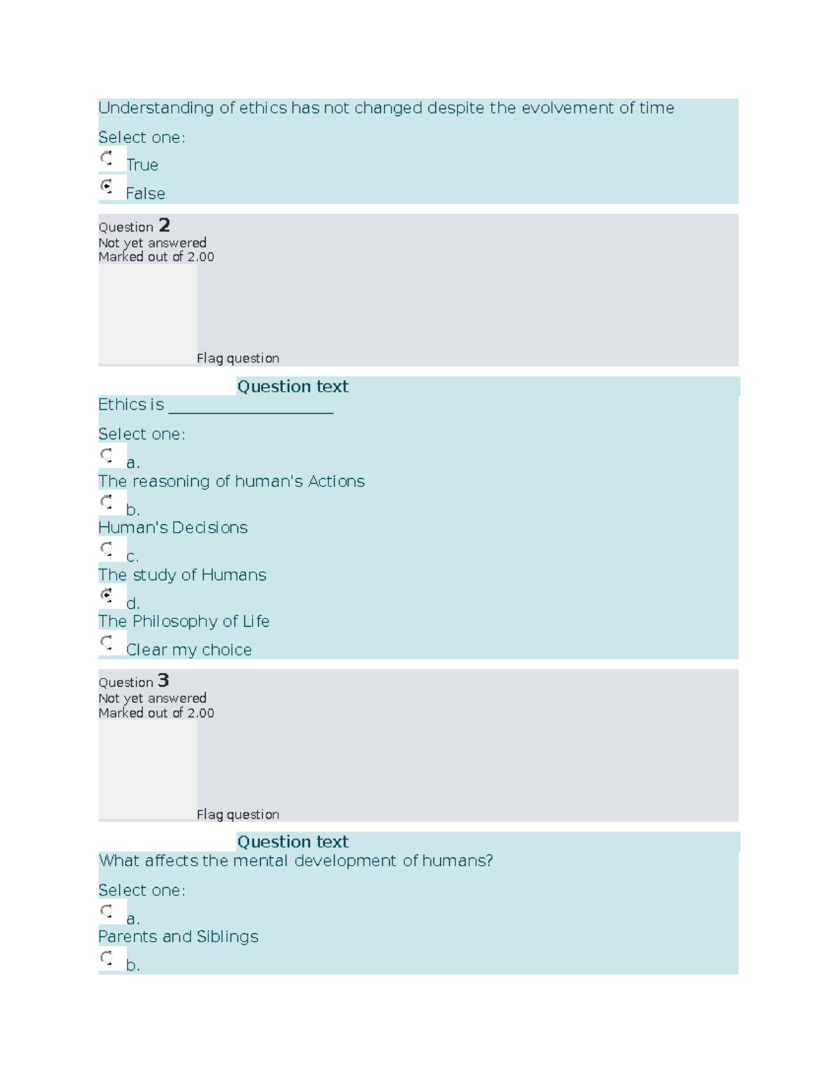 Ethics Quiz Questions 1 & 2 - Comprehensive Review Guide - Studocu
