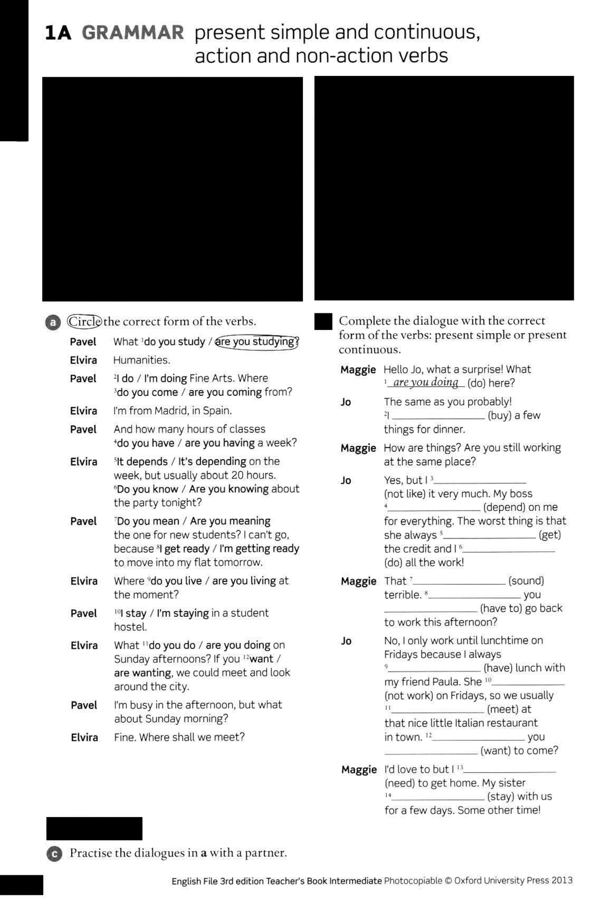 L3.1 Present Simple & Continuous: Verbs & Dialogue Practice - Studocu