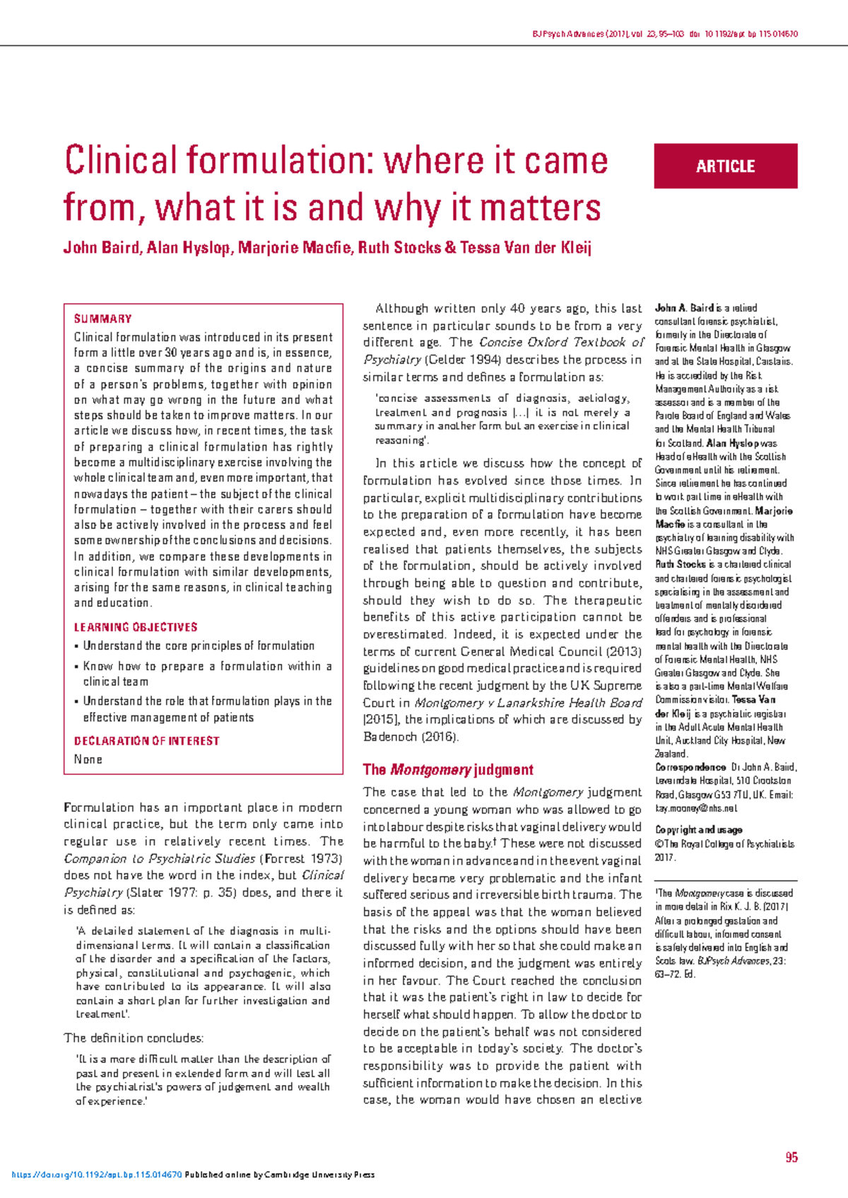 Clinical Formulation: Origins, Importance, and Modern Practice - Studocu