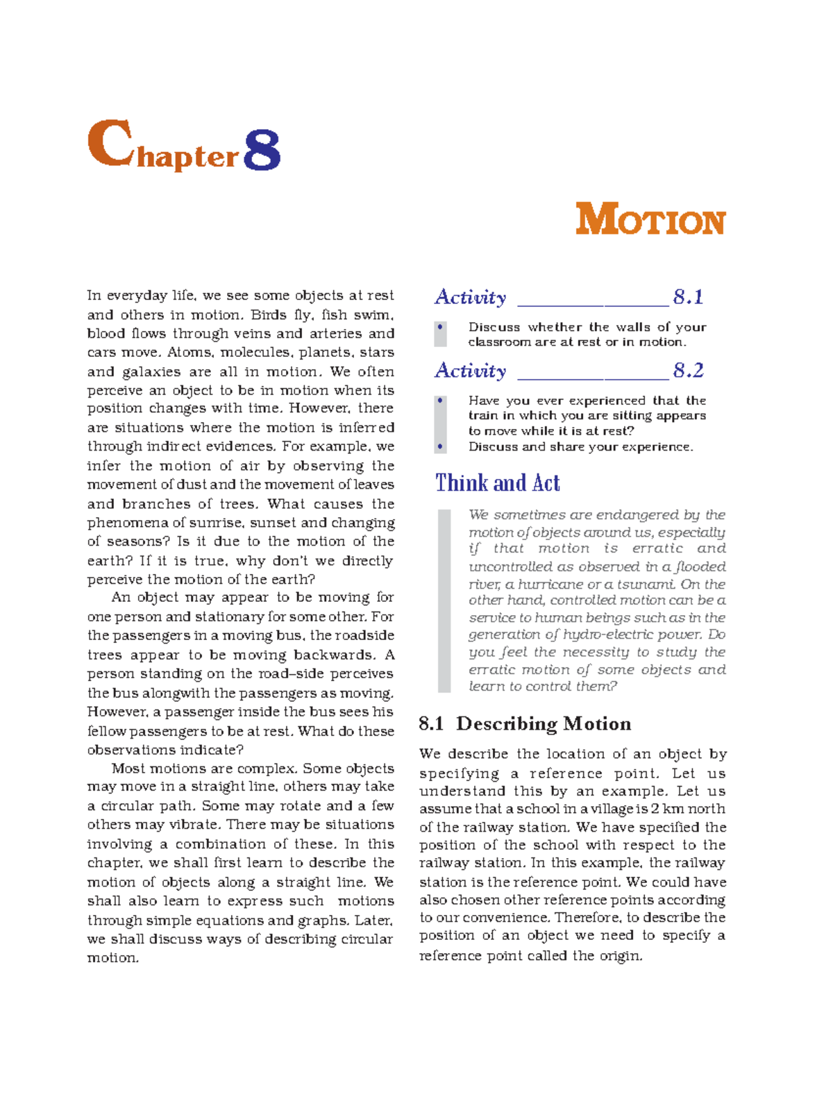 Physics Chapter 8: Understanding Motion and Describing Motion Concepts ...