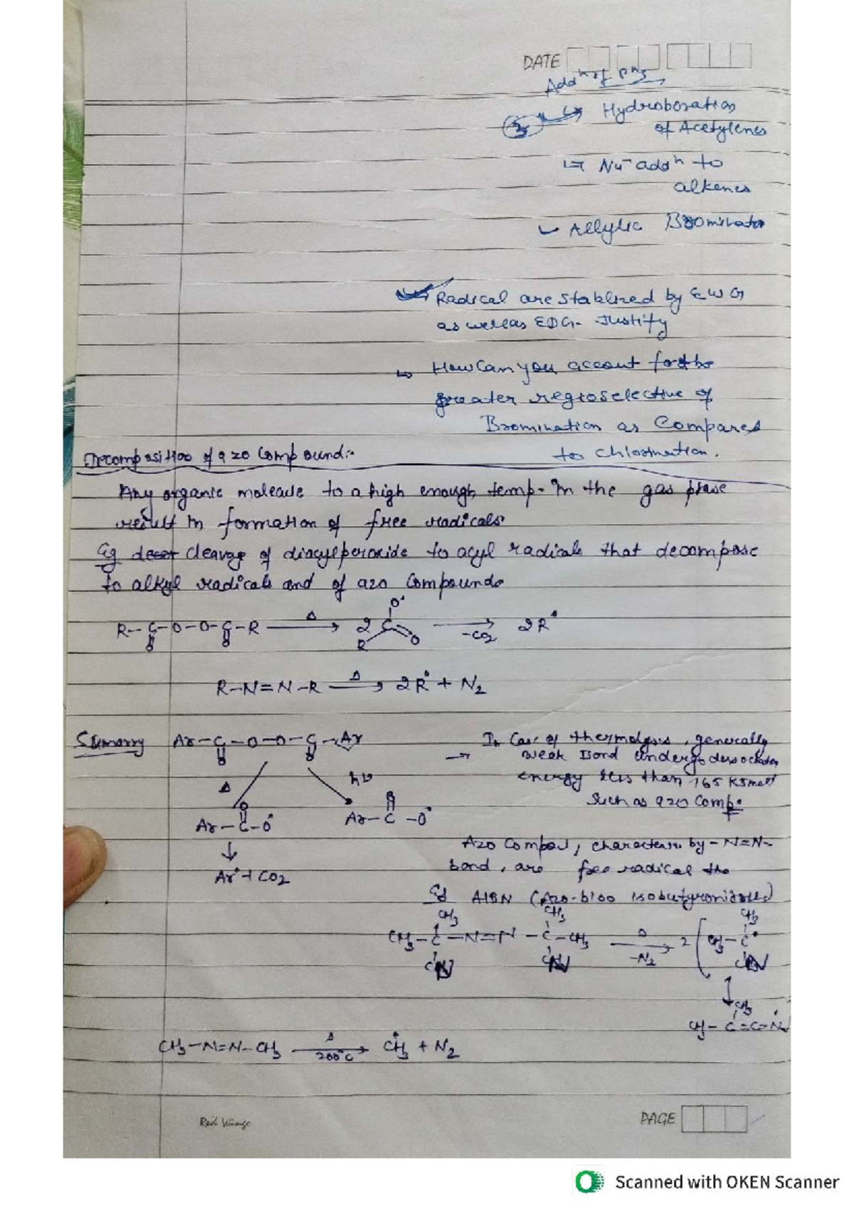 Organic Chemistry Notes: Free Radicals and Reactions (CHEM 101) - Studocu
