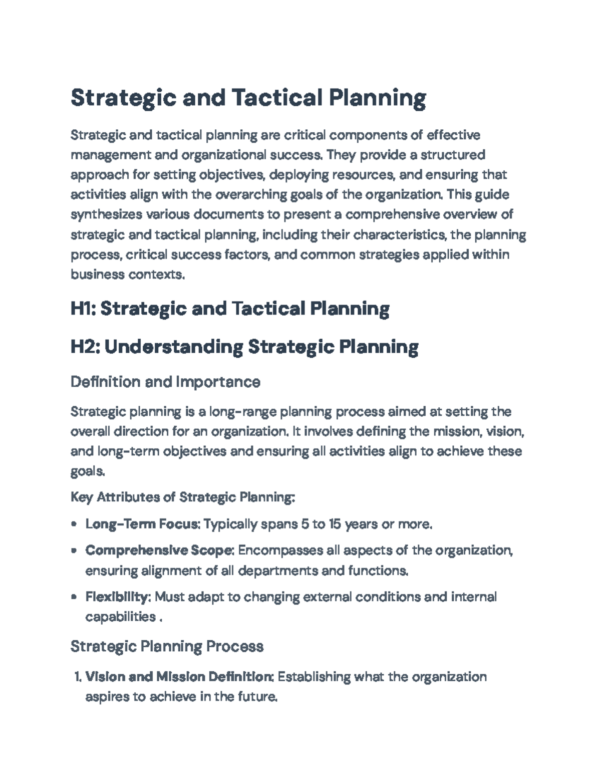 Strategic and Tactical Planning: A Comprehensive Overview Guide ...