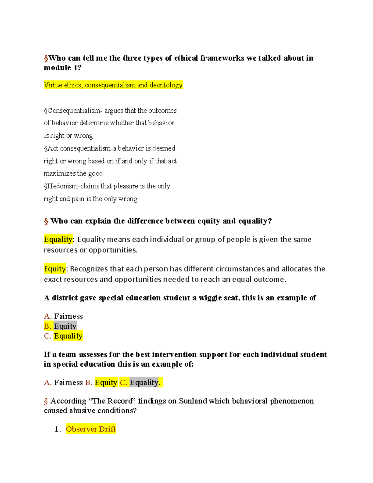 BA 302 Final Exam Review: Ethical Frameworks & Decision-Making - Studocu
