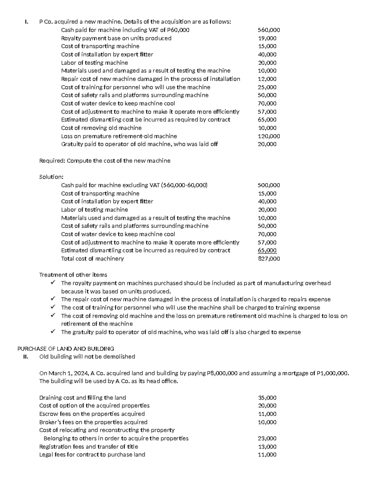 Sample Questions on PPE Acquisition and Cost Allocation (ACCT 101 ...
