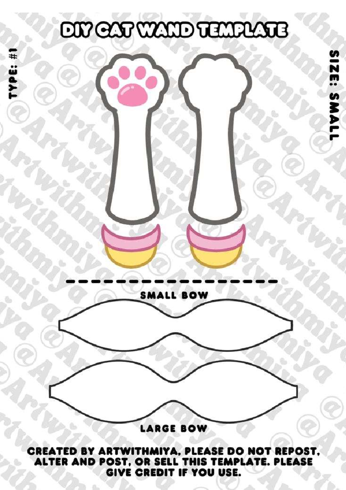 DIY Cat Wand Template: Small & Large Bow Design by ArtWithMiya - Studocu