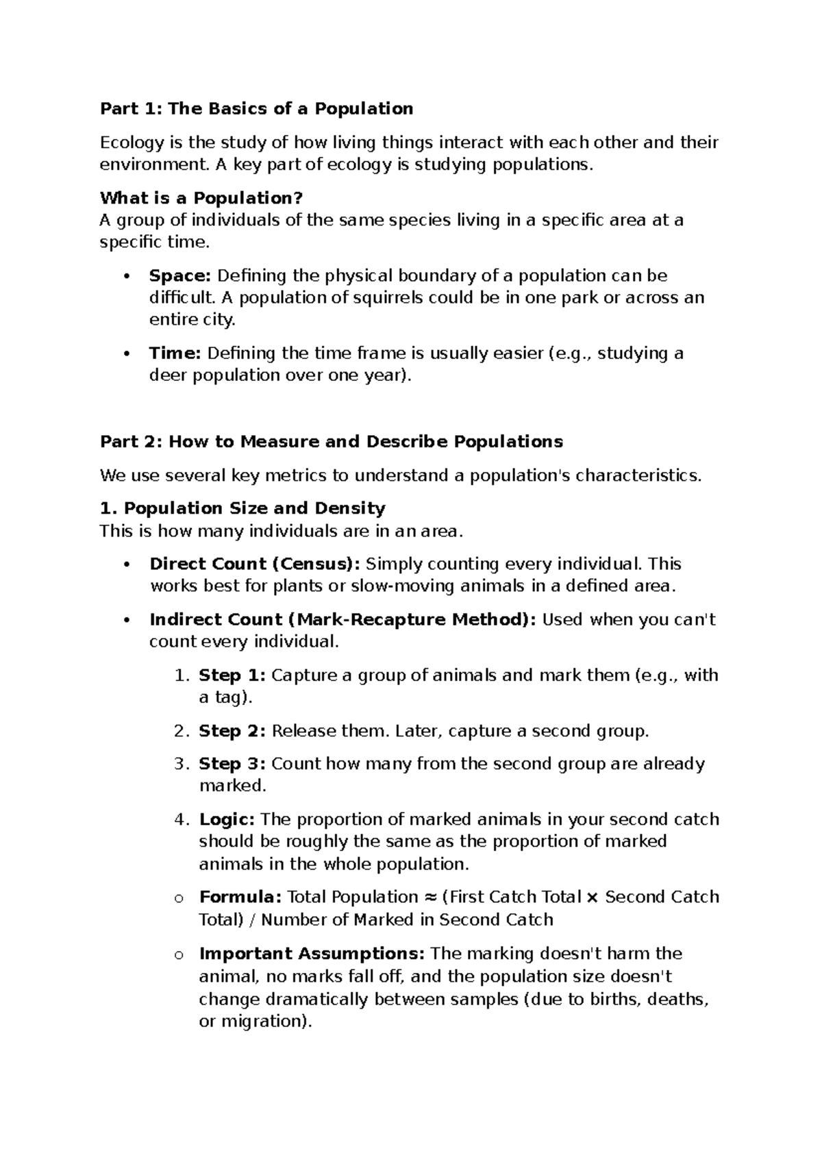 Ecology 101: Population Ecology Basics and Interactions - Studocu