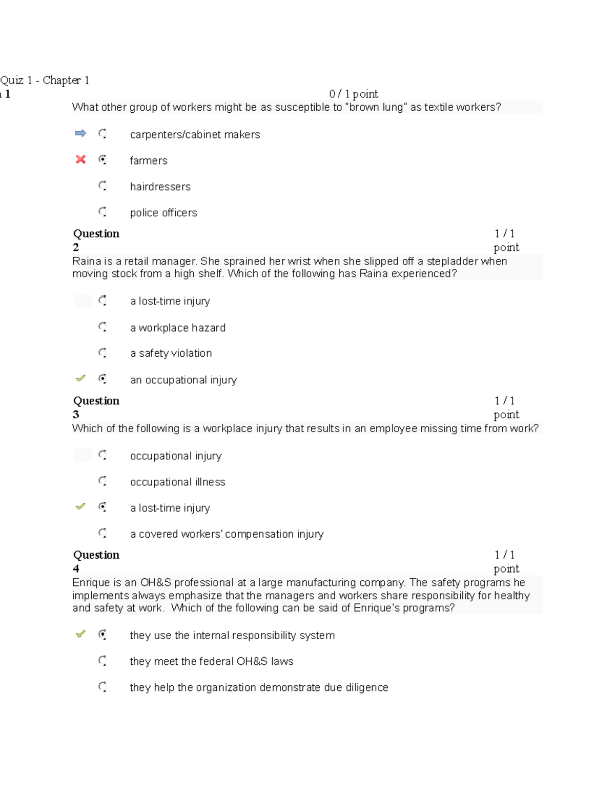 OHS Quiz 1 & 2 - Comprehensive Review Questions and Answers - Studocu