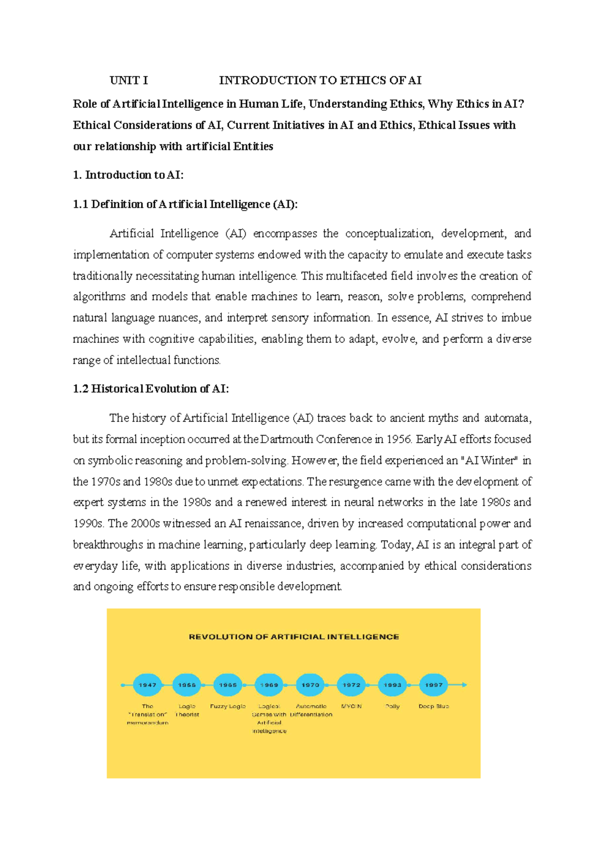 Unit I - Introduction to Ethics of AI: Role, Impact, and Considerations ...