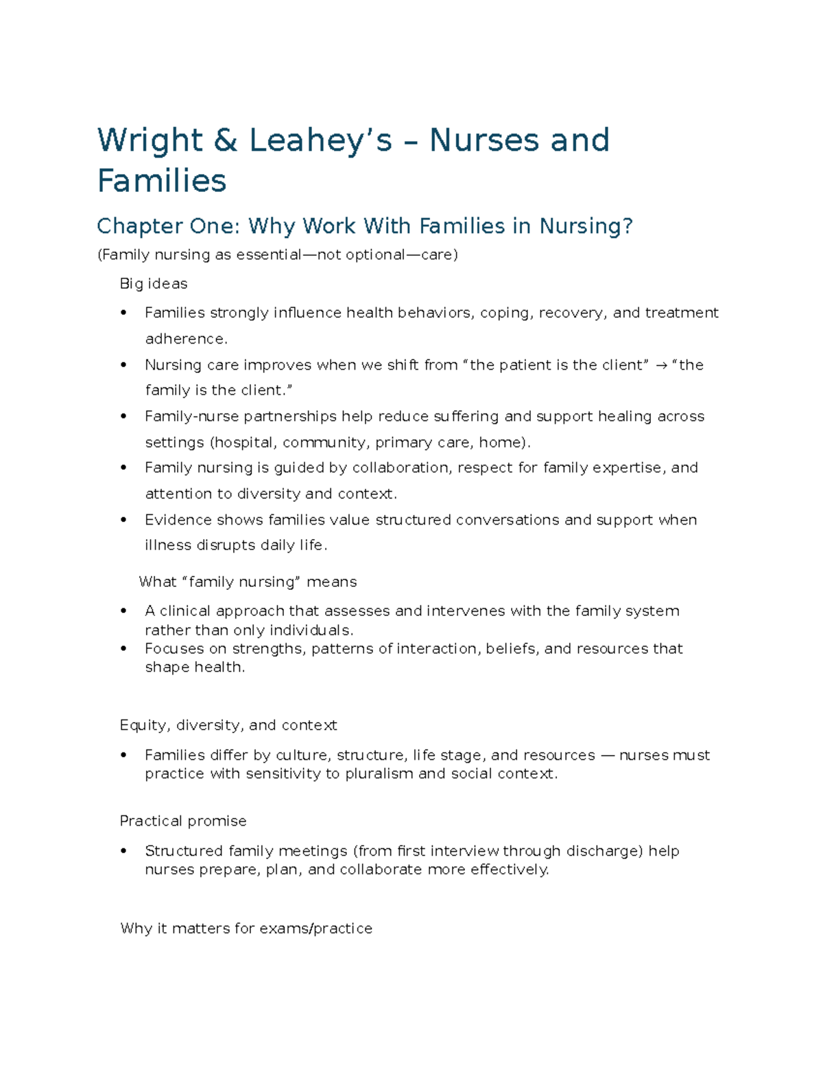 Wright & Leahey's Family Nursing Chapter Notes: Key Concepts & Models ...