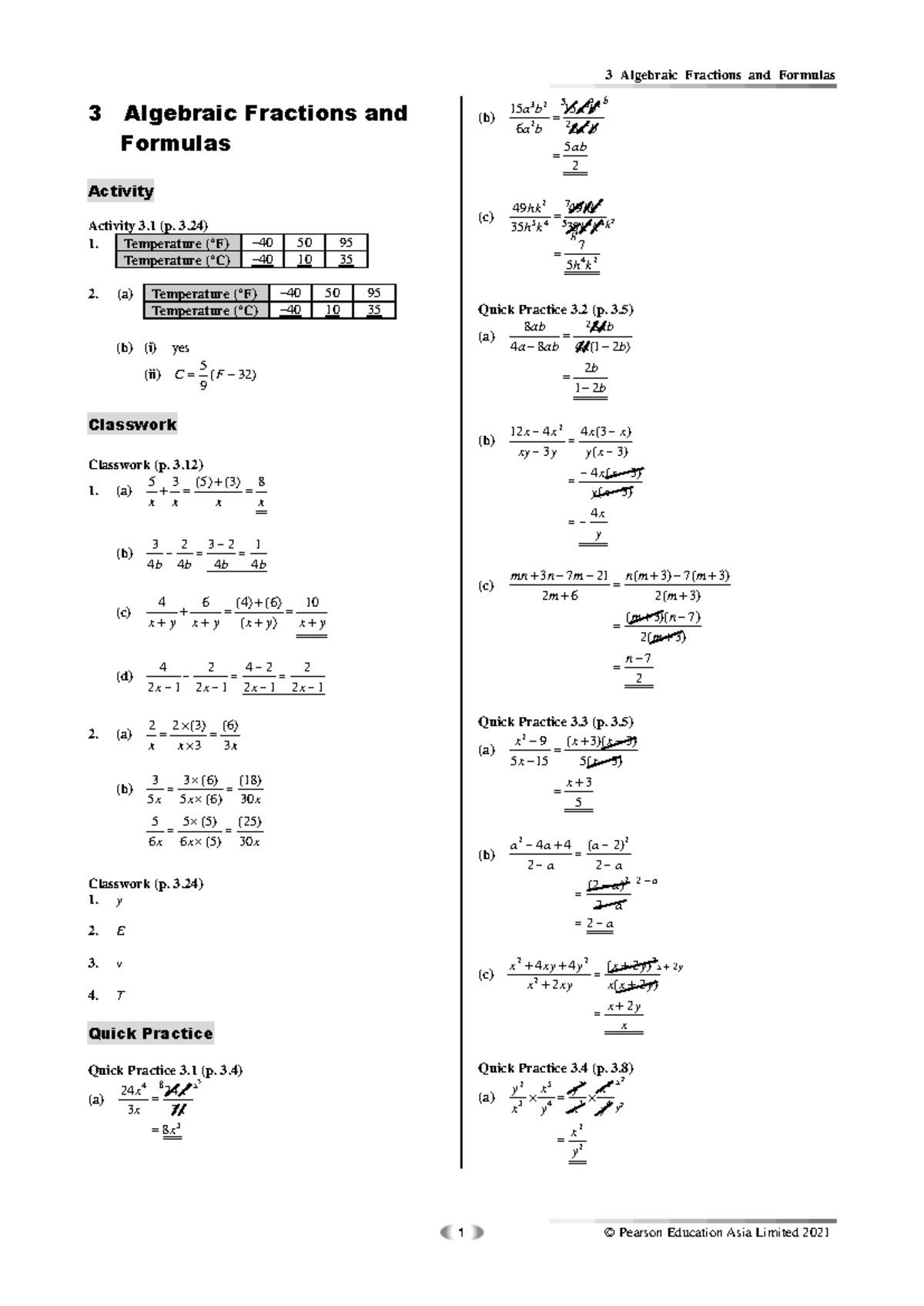 2A03 Final Exam Solutions: Algebraic Fractions and Formulas - Studocu