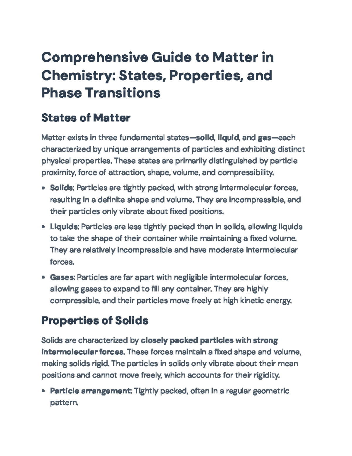 Comprehensive Notes on Chemistry (CHEM 101): States, Properties, and ...