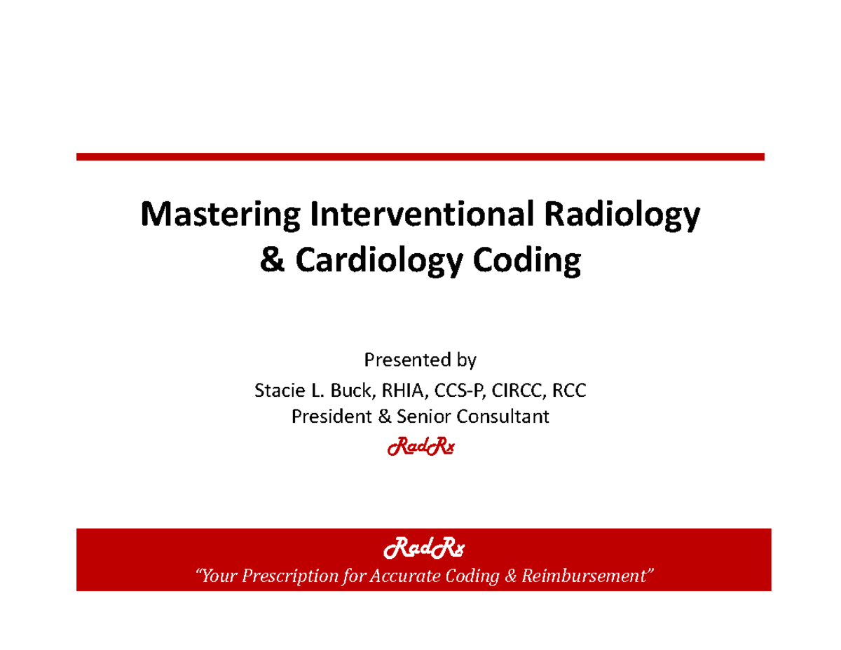 Upper Extremity Angiography Coding Guidelines & Scenarios (Coding: RAD ...