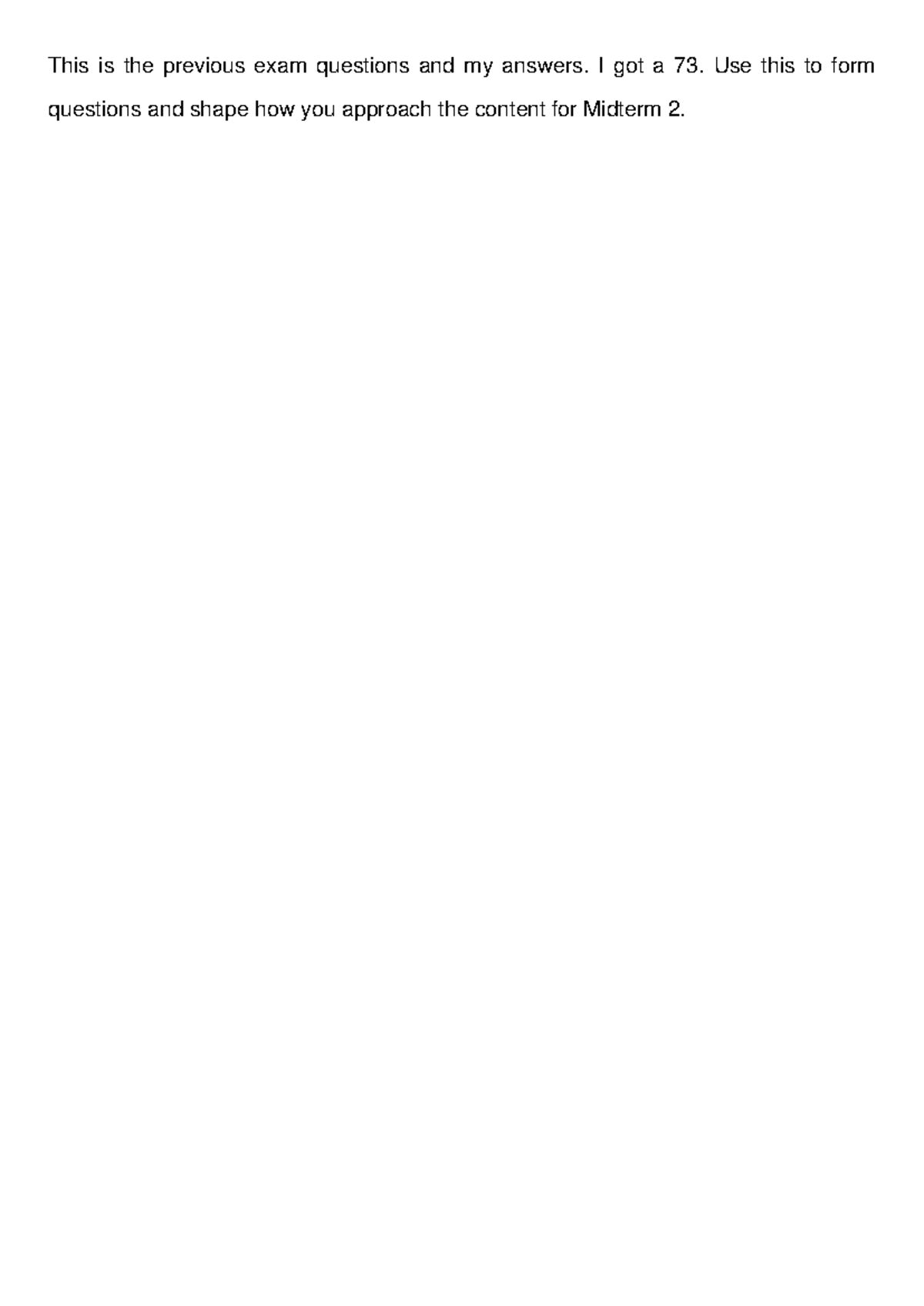 Midterm 2 Exam Questions and Answers Review - Score: 73 - COMM 1100 ...