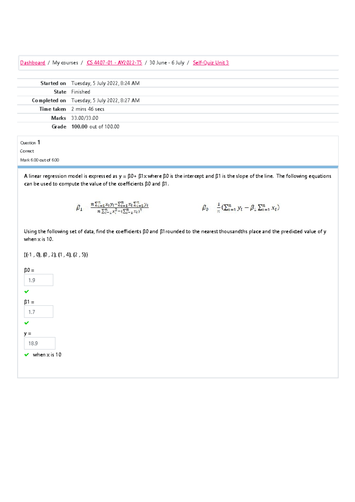 CS 4407-01 Self-Quiz Unit 3 Review and Results Summary - Studocu
