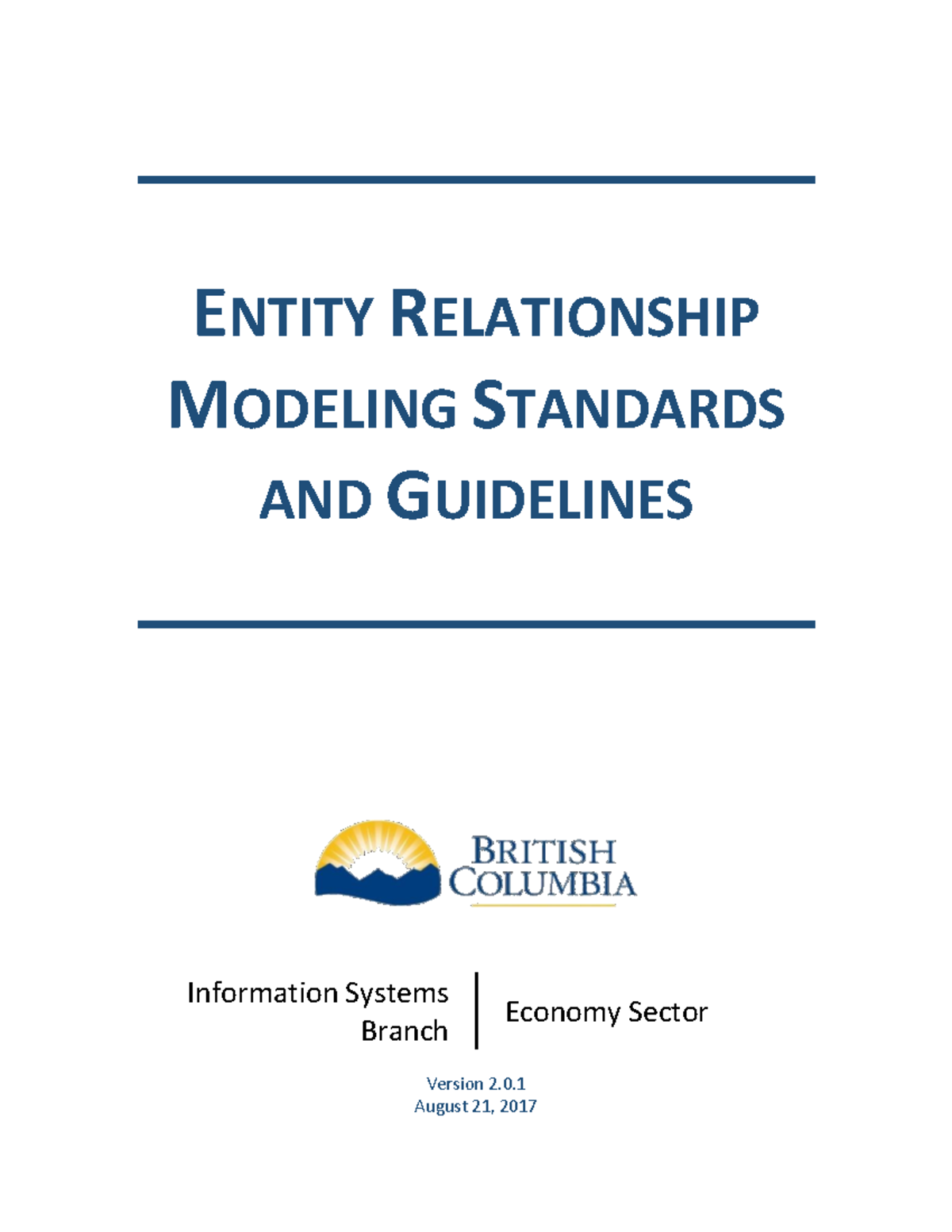 Entity relationship modeling standards and guidelines - ENTITY ...