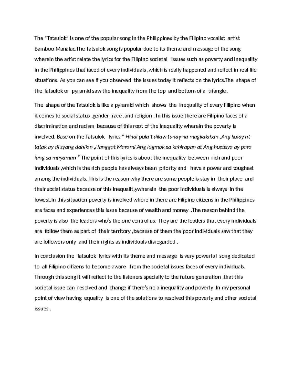 Analysis of "Tatsulok" by Bamboo: Societal Issues in the Philippines ...