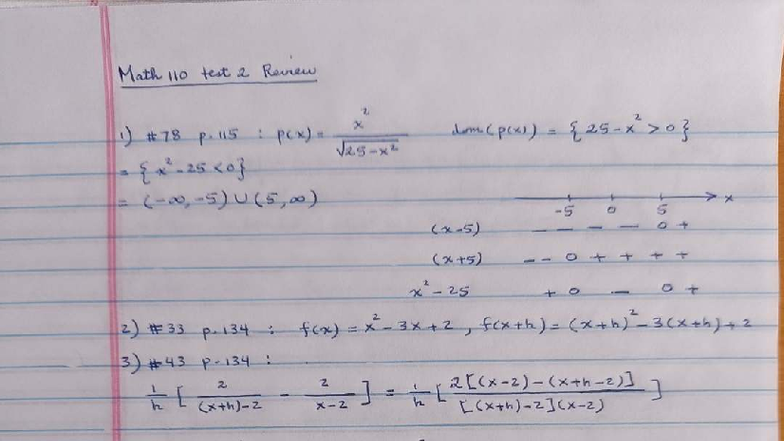Math 110 Test 2 Review: Key Concepts and Practice Problems - Studocu