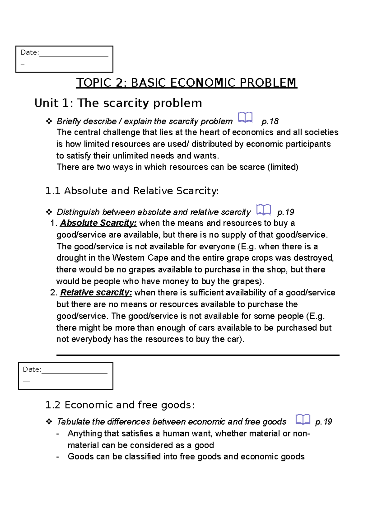 Topic 2 basic economic problem - TOPIC 2: BASIC ECONOMIC PROBLEM Unit 1 ...