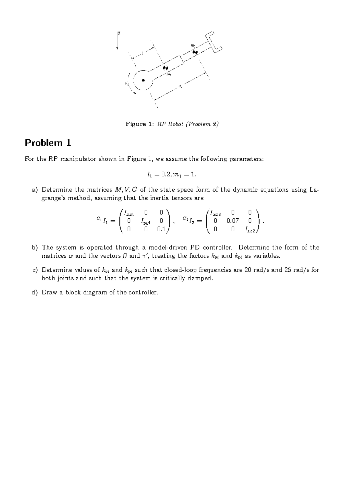 Tutorial Set 05: RP Robot Dynamics & Control Analysis - Studocu