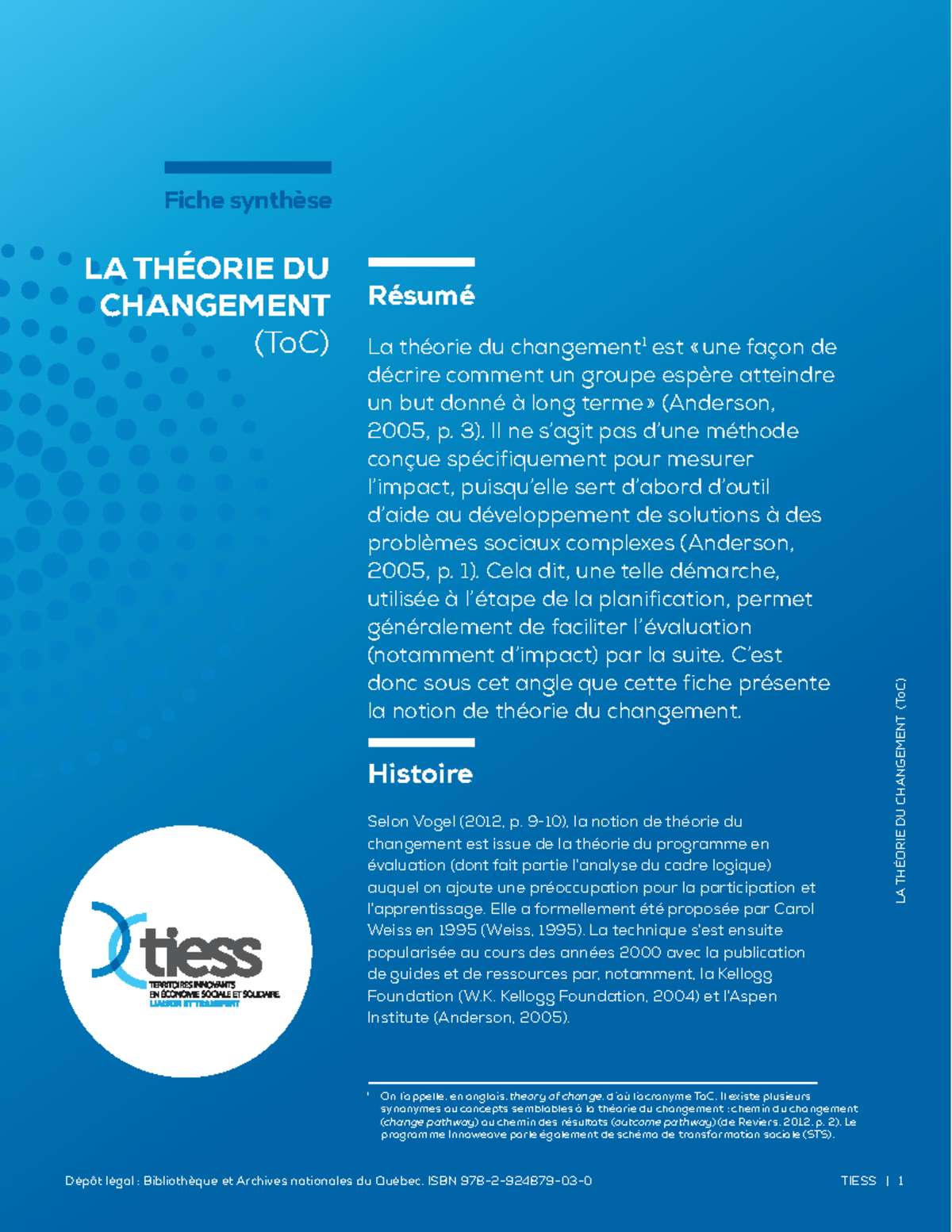 TIESS EVAL-IMP : Fiche sur la Théorie du Changement (ToC) - Studocu